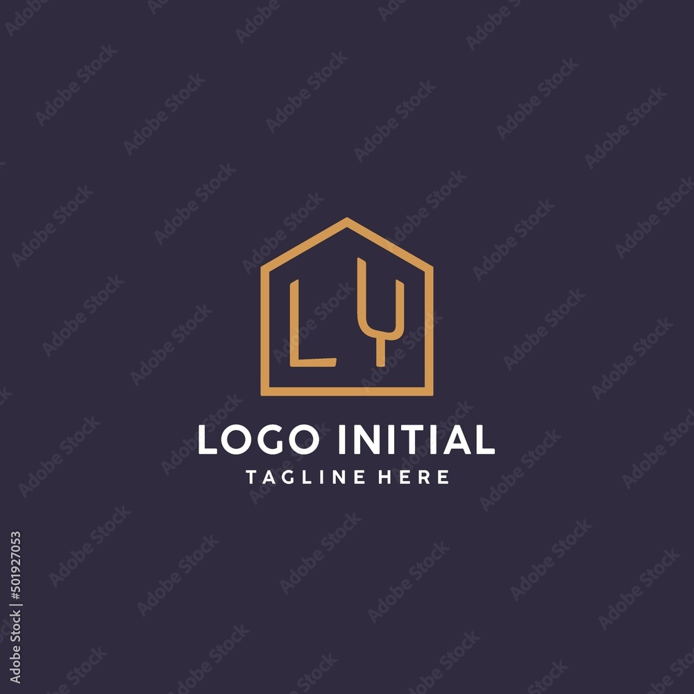Initial LY logo with abstract home shape, simple luxury real estate ...