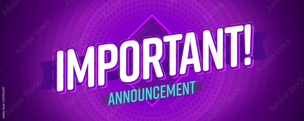 Important announcement website header banner template. Marketing poster ...