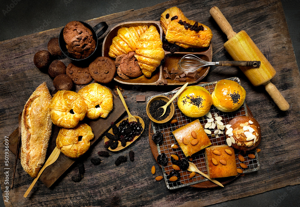 Various types of bakery and baking ingredients Stock Photo | Adobe Stock