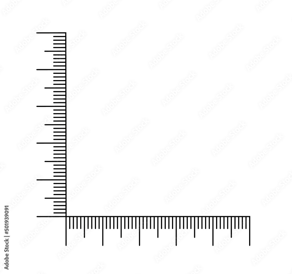 Corner ruler vector. Size indicators set isolated on background. Unit ...