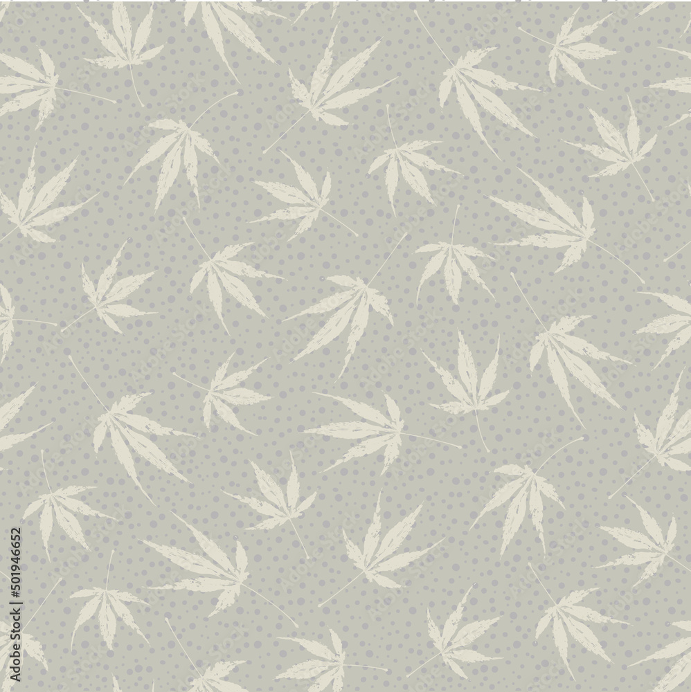 Boston ivy seamless vector pattern background. Neutral backdrop with ...