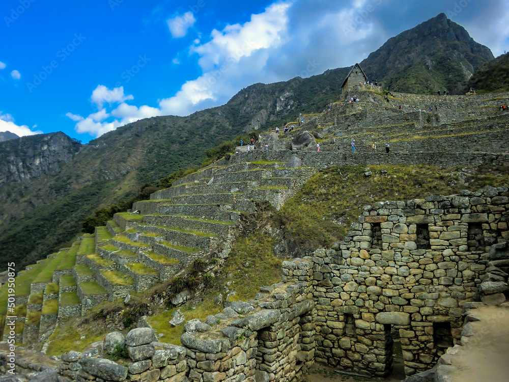 Andenes, stepped terraces built on the slopes of the Andean mountains ...