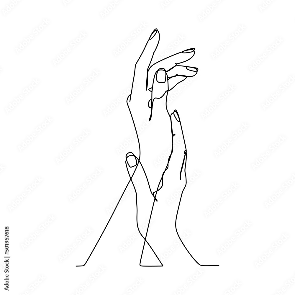 Hands holding each other gesture continuous line drawing design. Sign ...