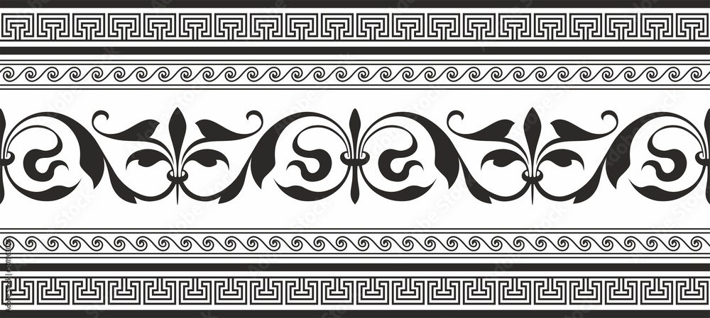 Vector monochrome classic European national ornament, border, frame ...