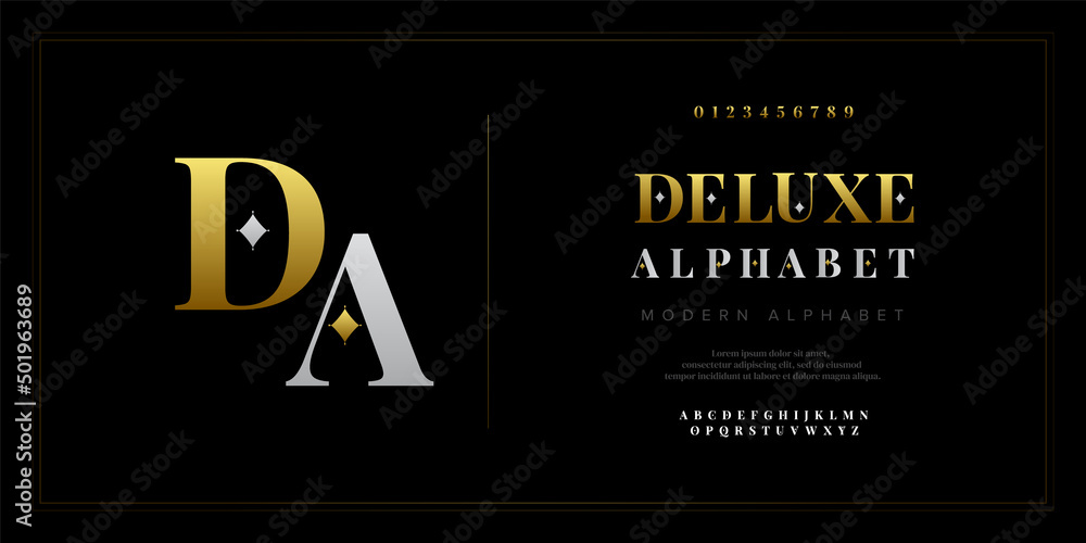 Deluxe typography alphabet. Luxury lettering font for wedding, logo ...