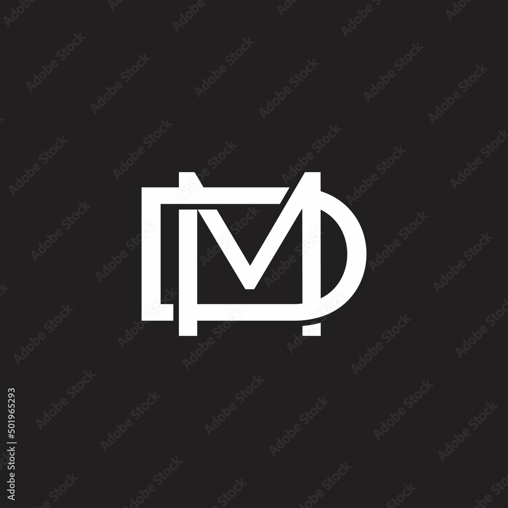 letter md simple linked overlap 3d flat logo vector Stock Vector ...