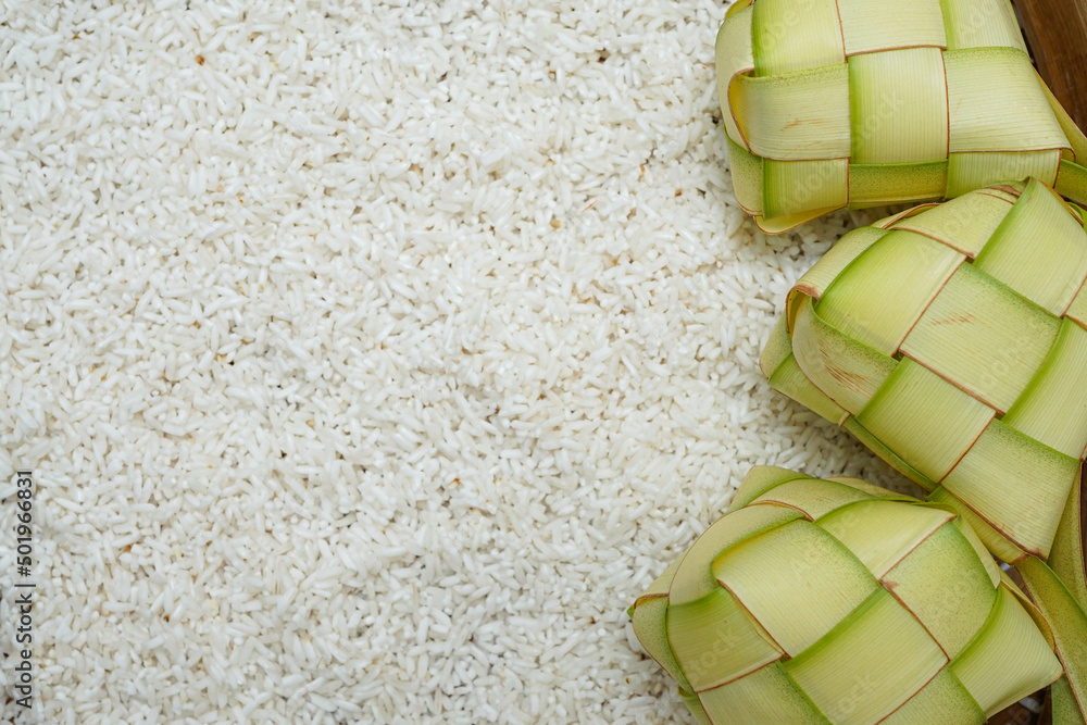 The composition of rice and ketupat which is a traditional food to ...