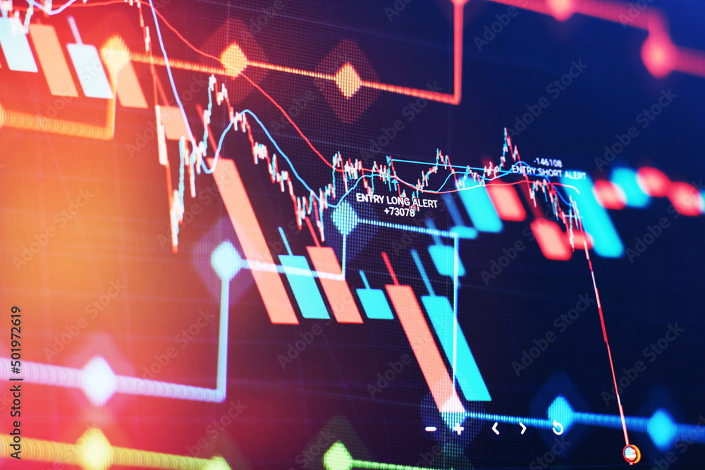forex trading graph and candlestick chart suitable for financial ...