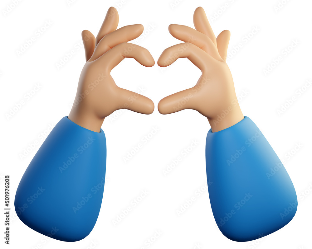 Human hand making heart symbol with fingers gesture. Realistic 3d high ...