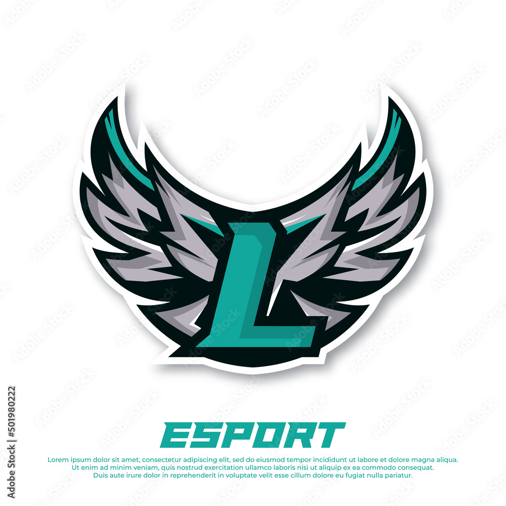 Vecteur Stock Eagle Wing Esport Logo Letter L Design Template Bird