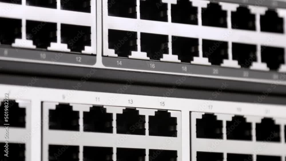 the incoming and outgoing outputs of the managed switch Stock Video ...
