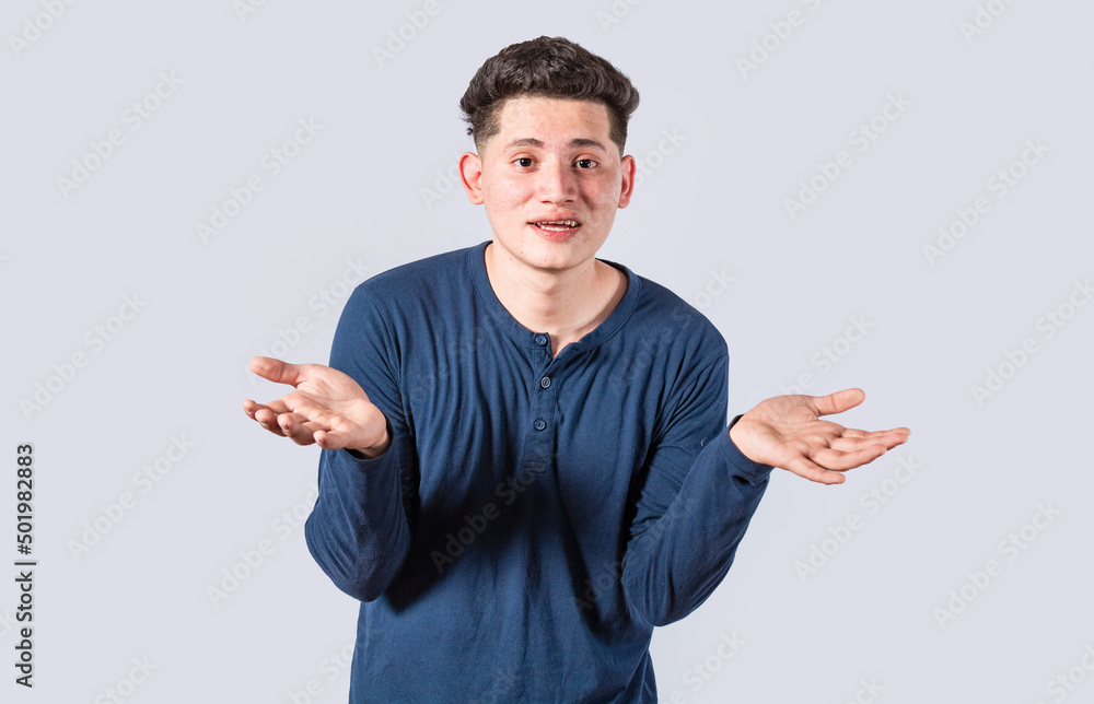 Man spreading palms, feeling clueless and uncertain, man spreading ... Man spreading palms, feeling clueless and uncertain, man spreading ...