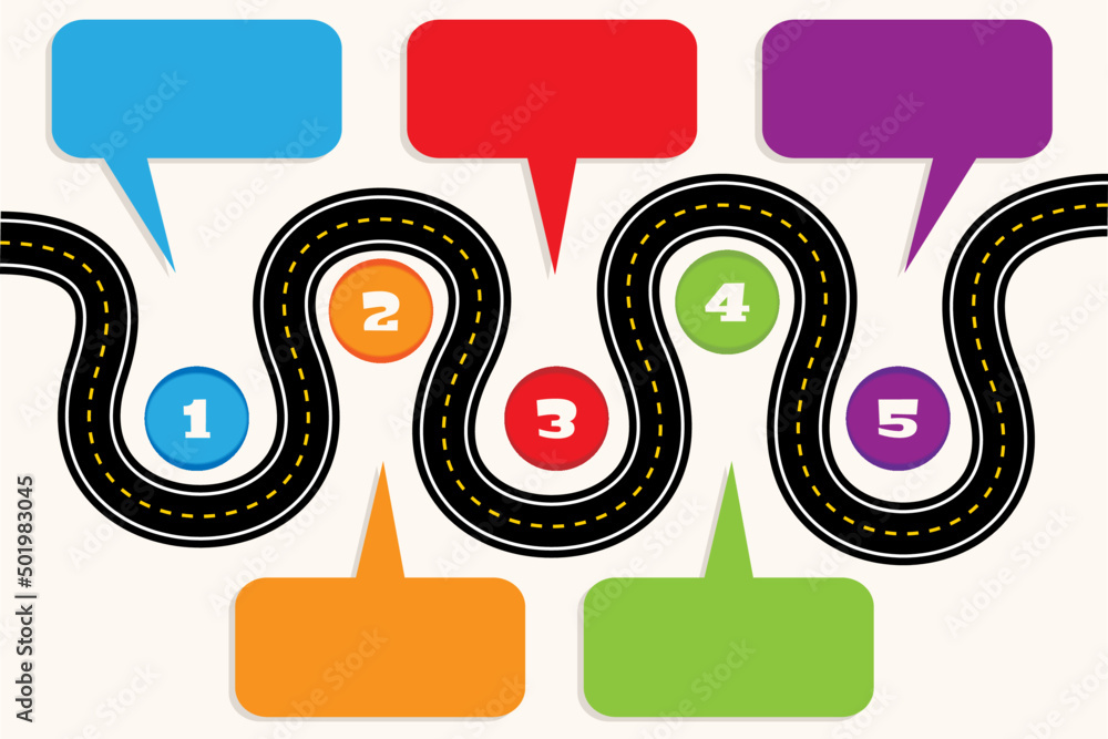 Road Map Infographic Template Stock Vector | Adobe Stock