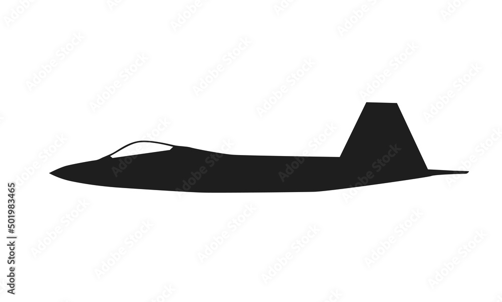 f-22 fighter jet side view. weapon and army symbol. isolated vector ...