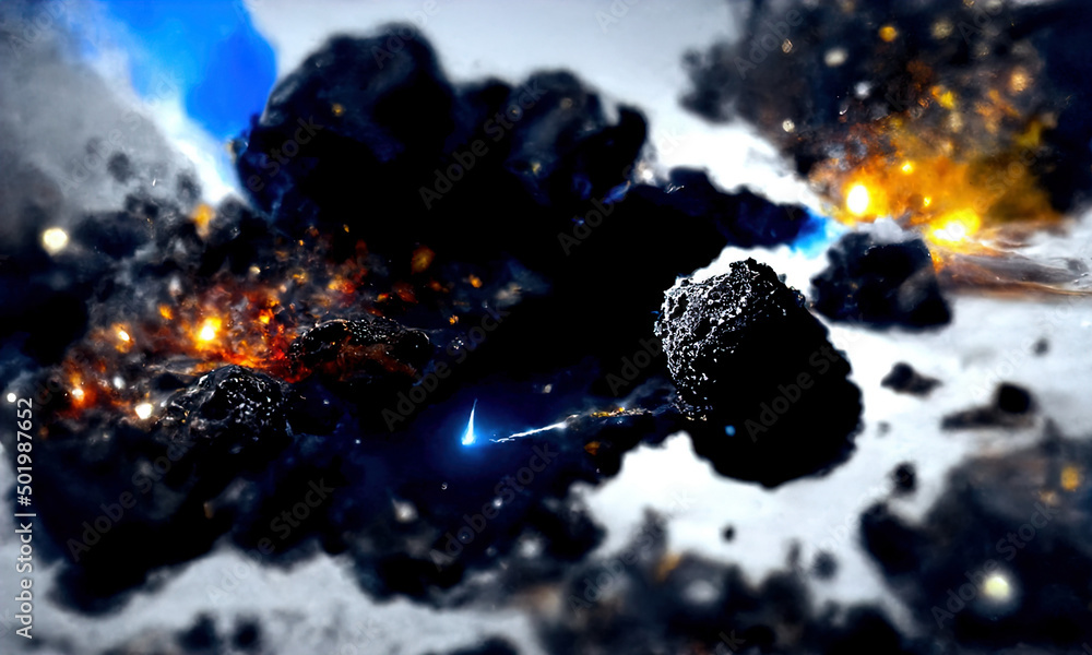 ภาพประกอบสต็อก Fall of large meteorite on planet. Blast wave of big ...