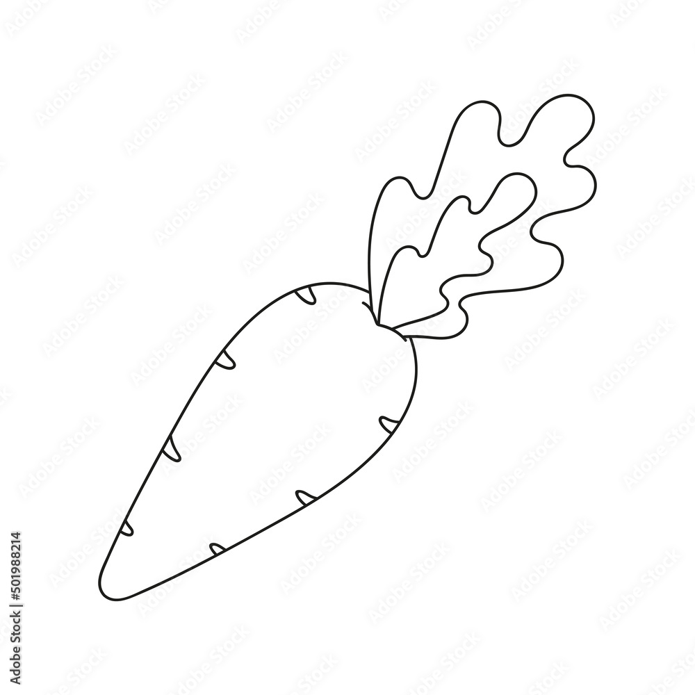 Coloring book page for kids carrot. Cartoon style. Vector illustration ...