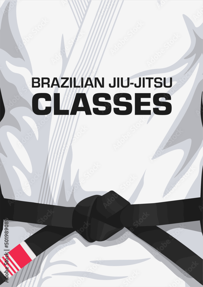 Brazilian Jiu-Jitsu white Gi poster. Bjj kimono invitation poster ...