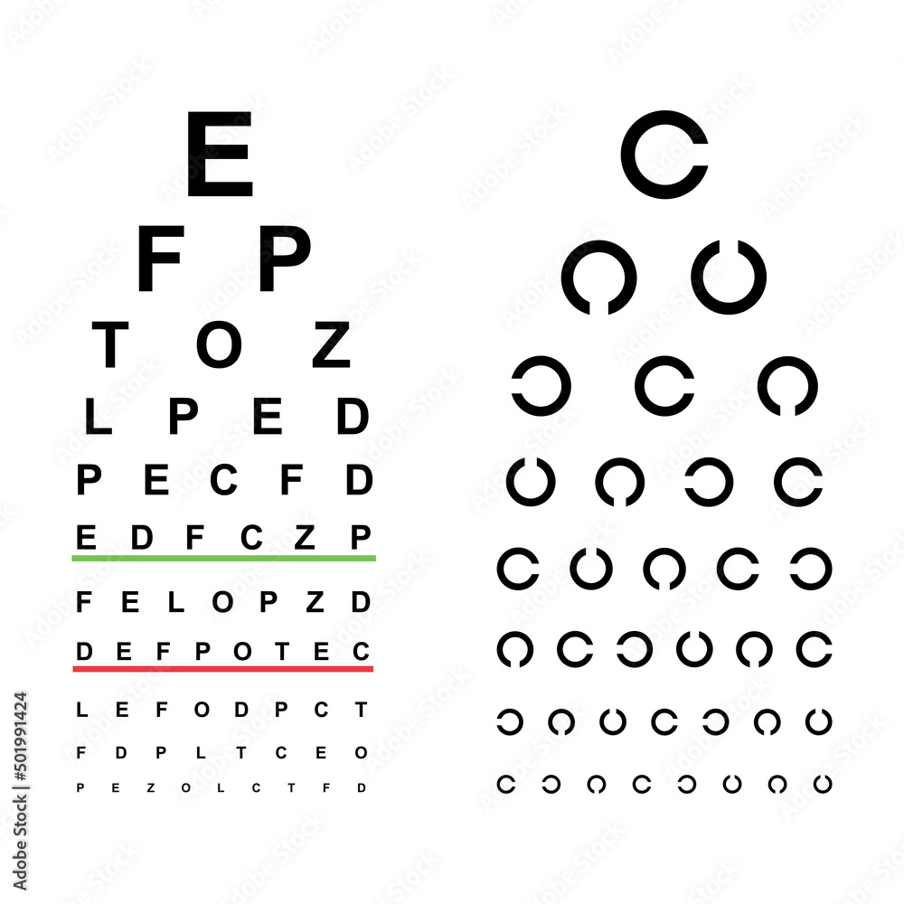 Eye test table with letters. Check vision. Eye test chart vector ...