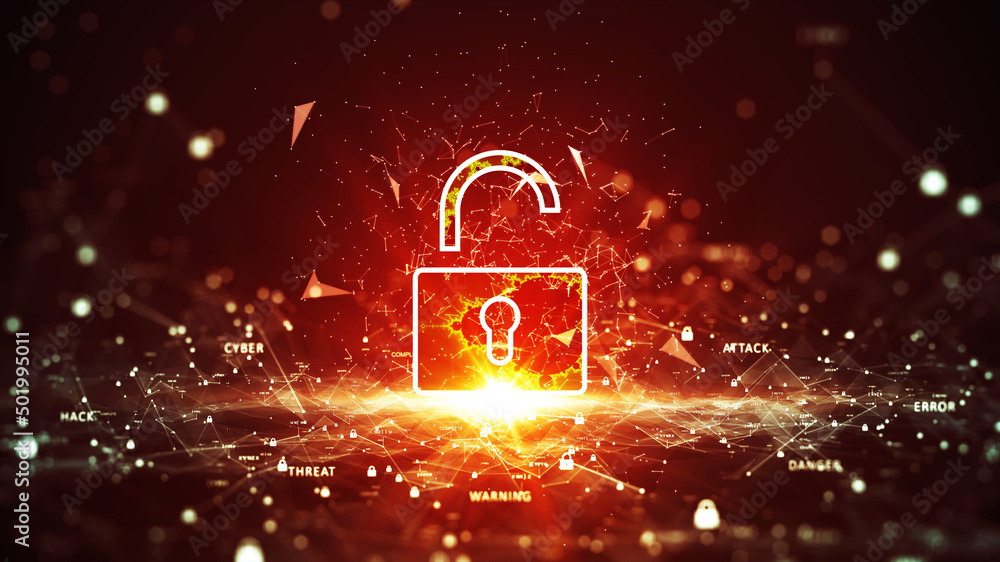 Technology concept is attacked, computer cybersecurity defense system ...