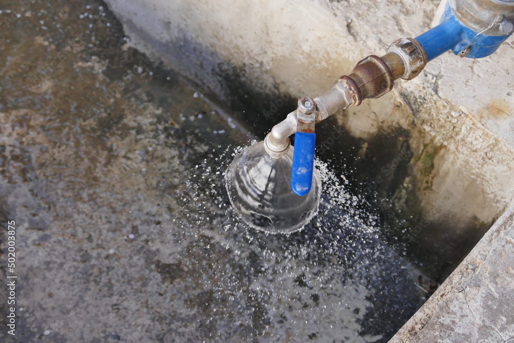 Water Flowing From The Tap In Vain And Wastage Of Water Pressurized