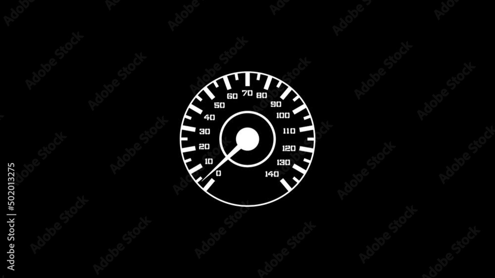 White picture of speedometer on a black background. measuring the speed ...