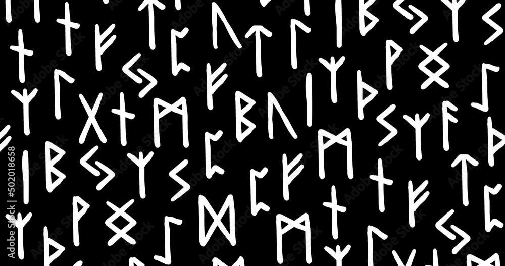 Animation with magic rune symbols. Runes looping seamless ethnic ...