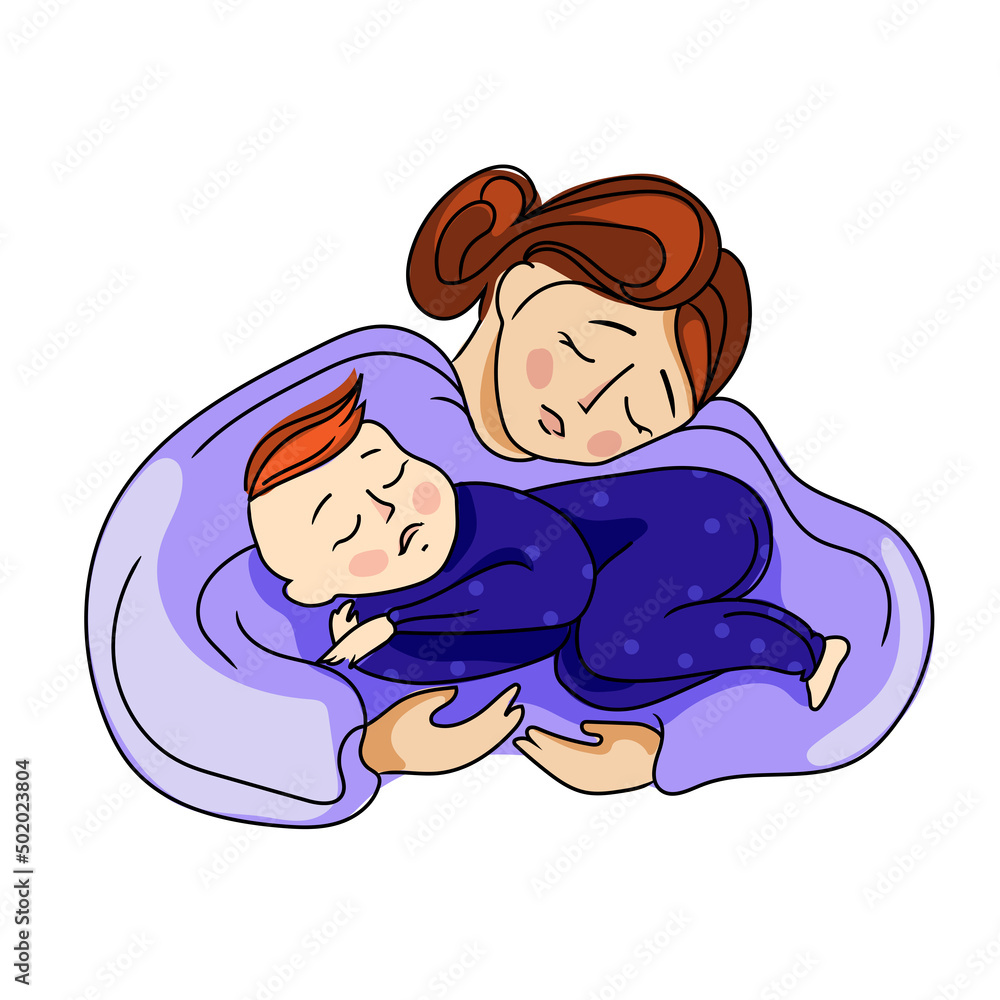 Mother and baby vector cartoon illustration.Happy mom hugging her ...