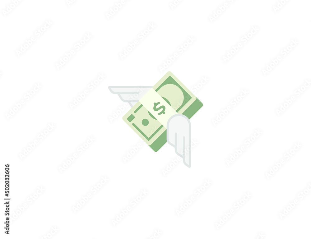 Money with Wings Vector Isolated Emoticon. Money Transfer Icon Stock ...