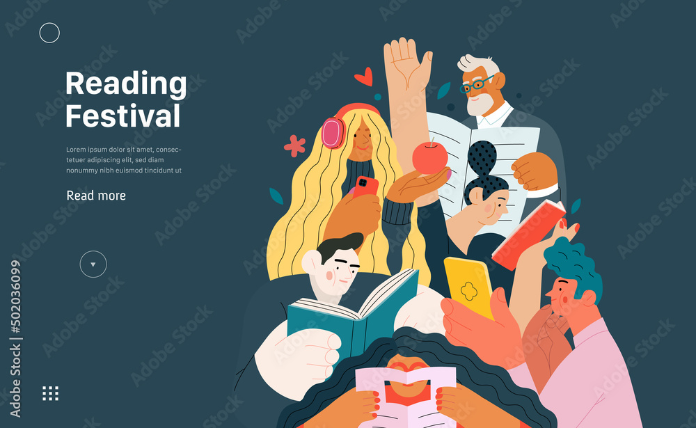 Books graphics -book week events. Modern flat vector concept ...