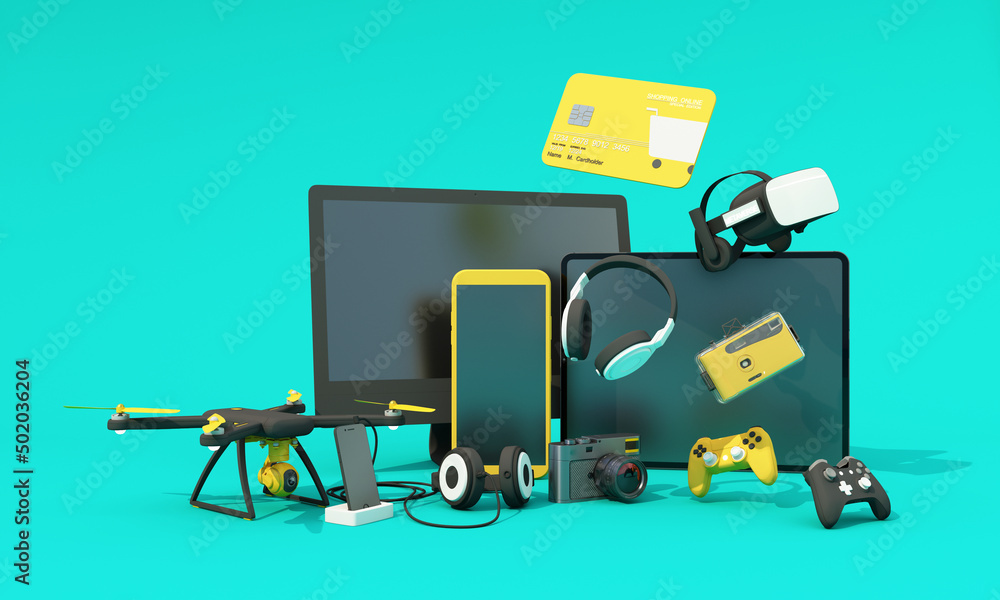 online shopping concept about electronics and gadgets in modern ...