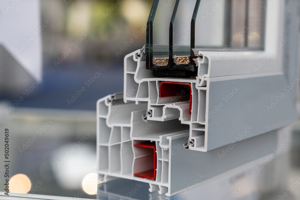 PVC window frame in section Stock Photo | Adobe Stock