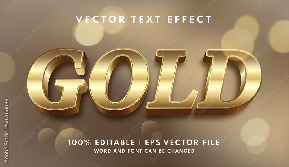 Luxury gold 3D text effect style Stock Vector | Adobe Stock