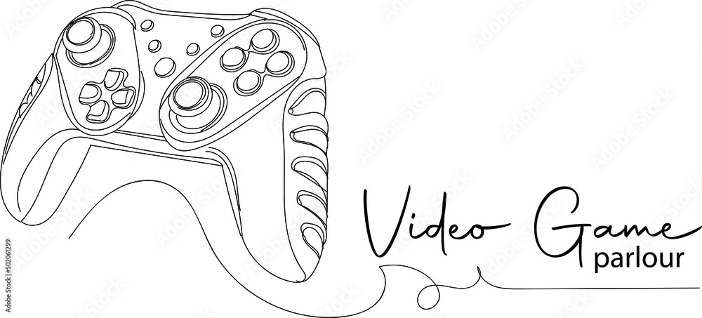 Outline sketch drawing of Video Game remote, Video game logo, line art ...