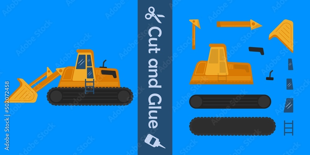 Track Loader. education paper game for children. cut and glue. vector ...