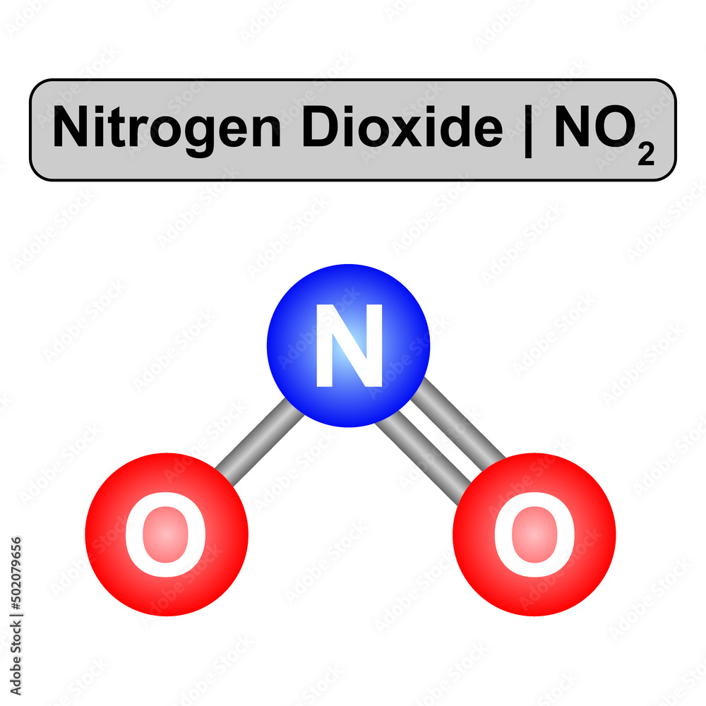 Molecular Model Of Nitrogen Dioxide (NO2) Molecule. Vector Illustration ...