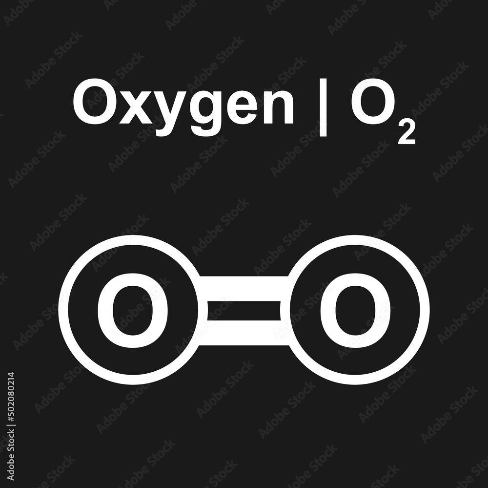 Molecular Model Of Oxygen (O2) Molecule. Vector Illustration. Stock ...