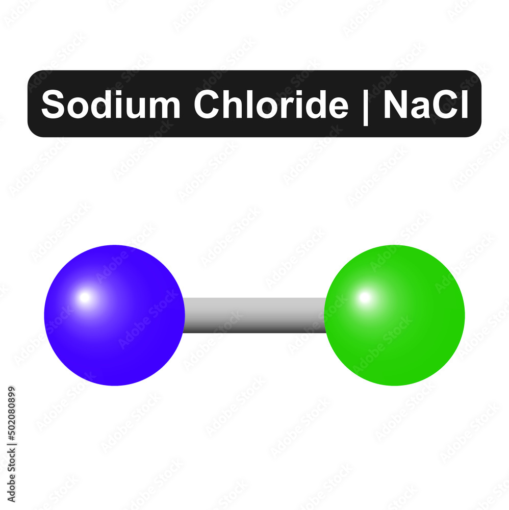 Molecular Model Of Sodium Chloride (NaCl) Molecule. Vector Illustration ...