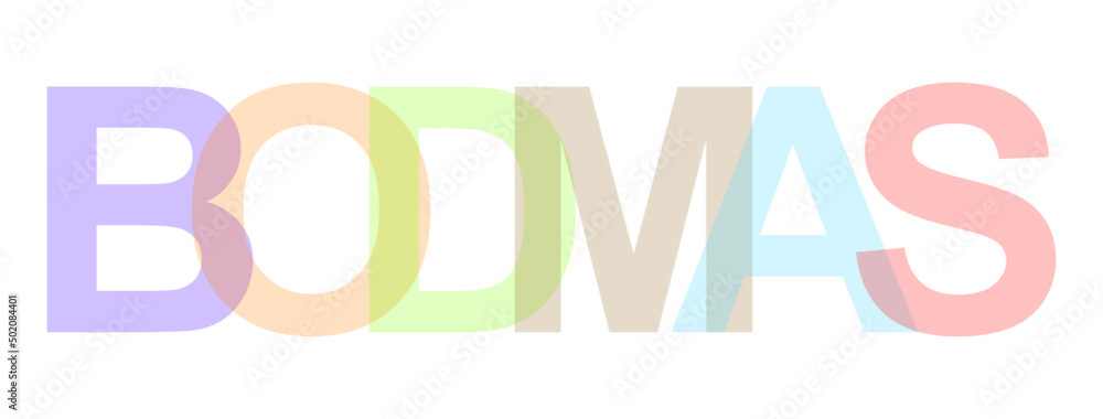 BODMAS Rule. Ordering Mathematical Operation. Colorful Symboles. Vector ...