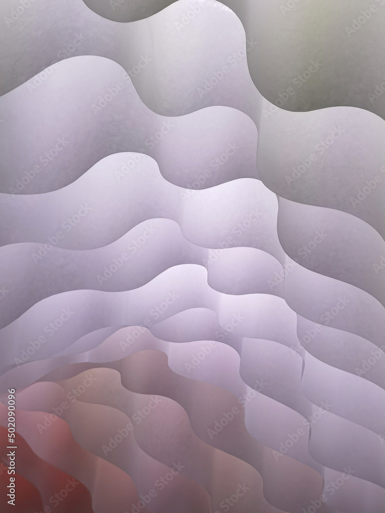 Folded paper background, with muted colors ranging from red and pink to ...