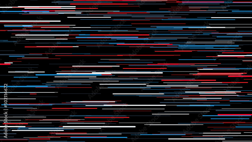 Abstract animation of bright neon rays of different sizes flying ...