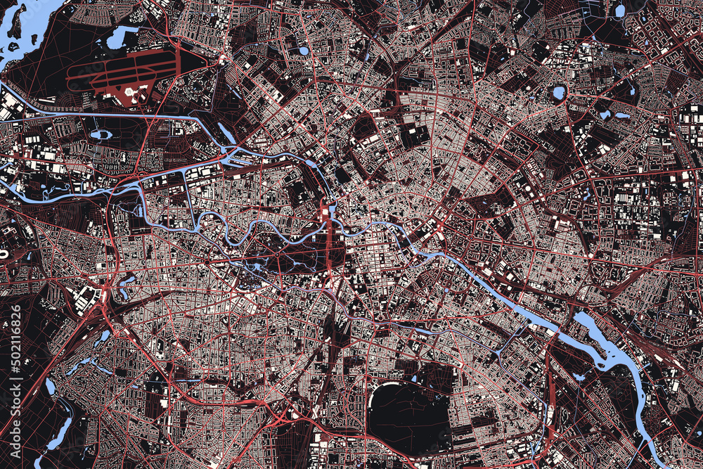 Berlin City Capital Of Germany Vector Extremely Detailed Map Abstract ...