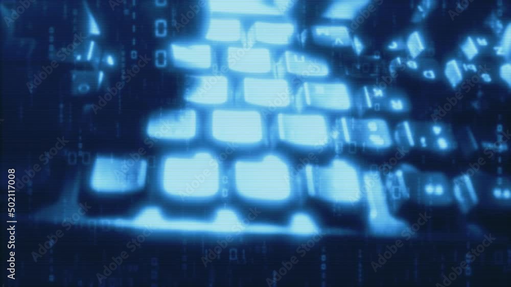 Digital Safety Concept Computer Hacker Typing Binary Code Trying To Break Secret Security