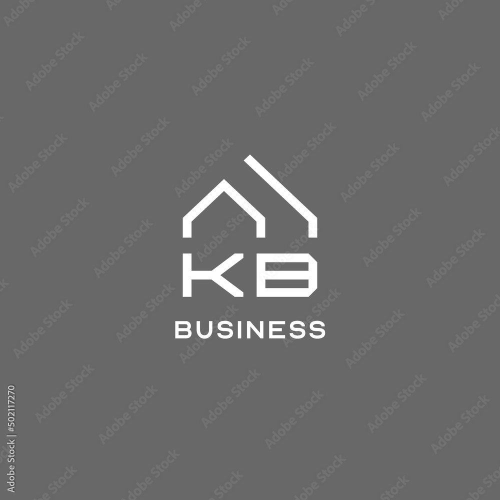 Monogram KB house roof shape, simple modern real estate logo design ...
