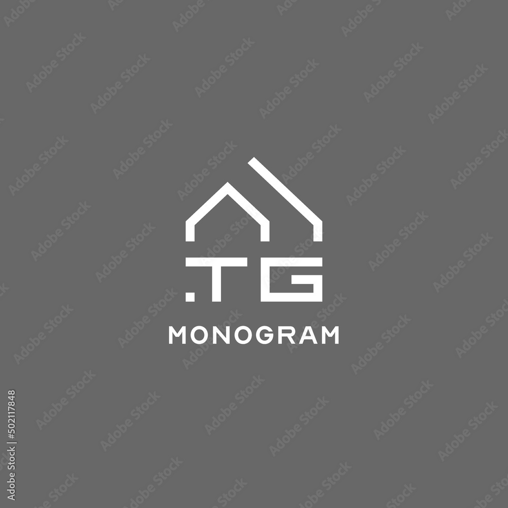 Monogram TG house roof shape, simple modern real estate logo design ...