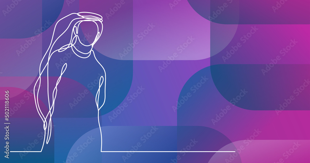 standing middle east arab man in keffiyeh - single line drawing ...