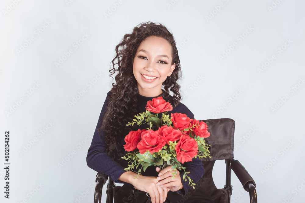 A beautiful Filipino Gen Z model with full makeup and curled hair ...