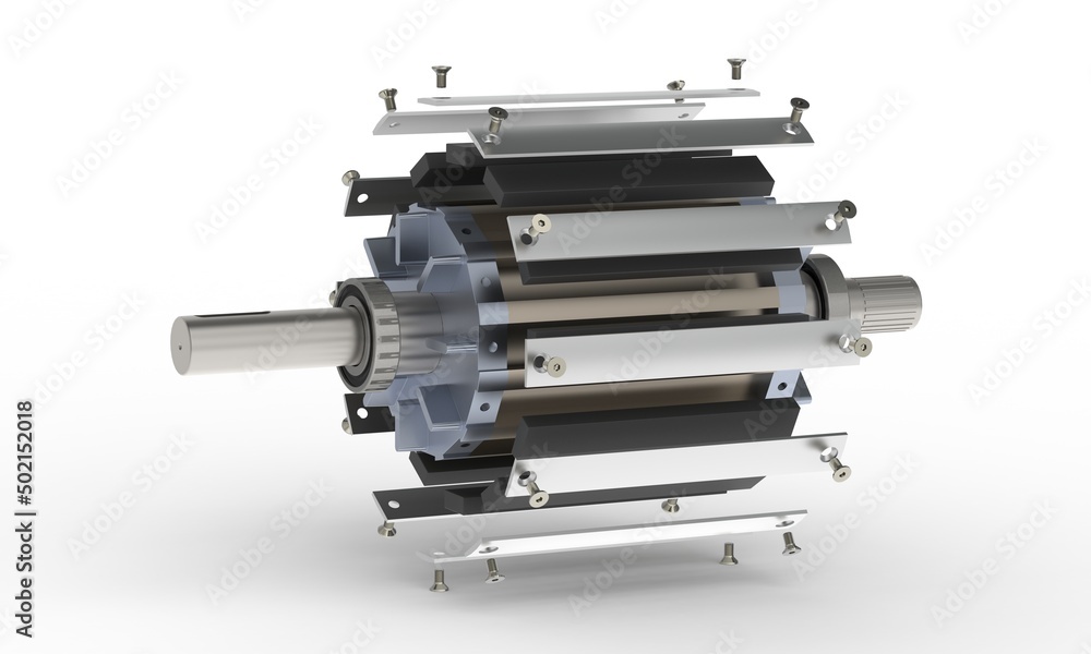 Permanent magnet rotor used for electric generators 3D rendering ...