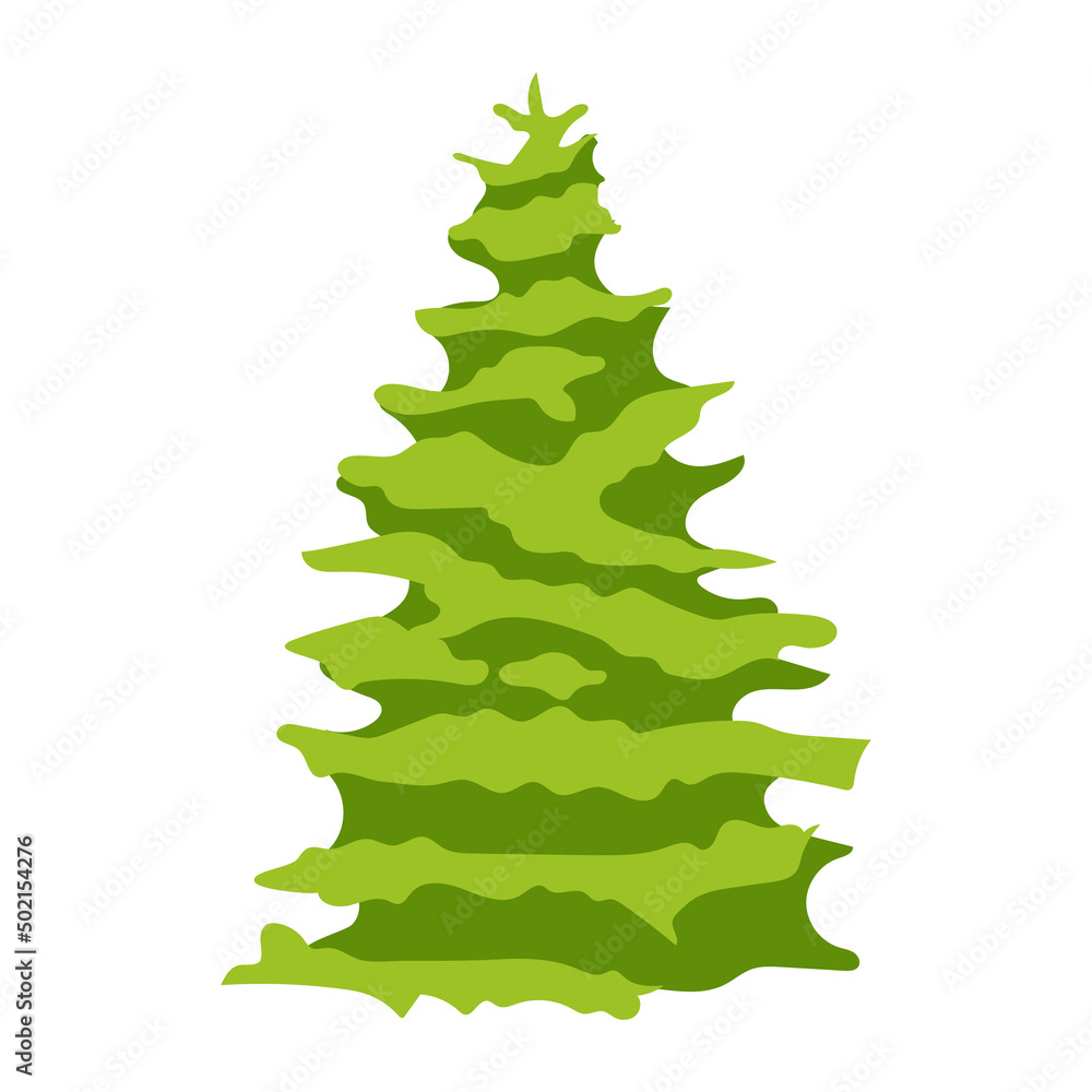 Evergreen tree semi flat color vector object. Full sized item on white ...