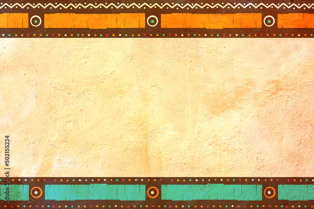 Horizontal grunge background with ethnicity ornaments and stucco ...