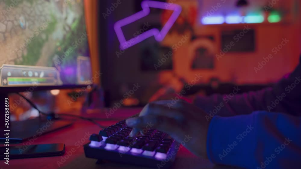 Gaming at Home: Gamer Playing Online Video Game on Computer. African ...